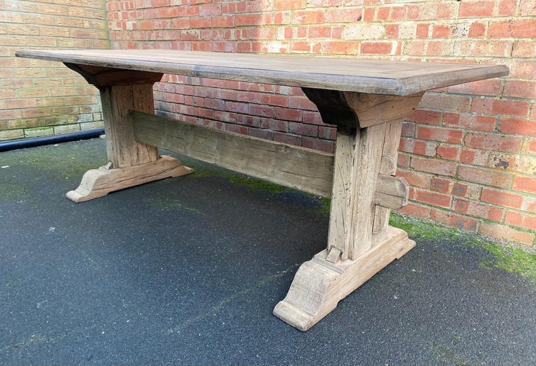 Great Looking French Bleached Oak Farmhouse Dining Table For Sale at ...