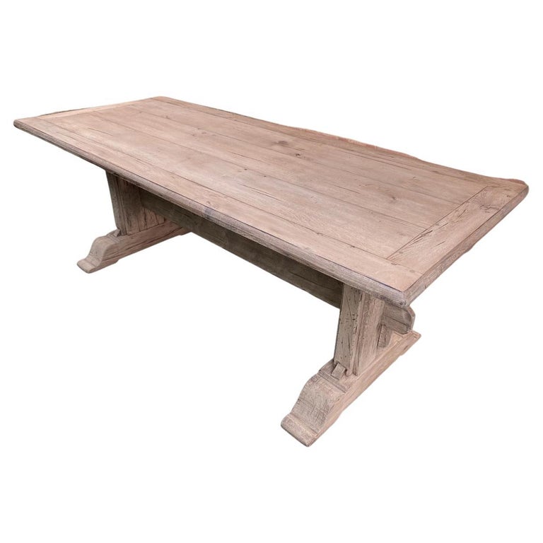 Great Looking French Bleached Oak Farmhouse Dining Table For Sale at ...