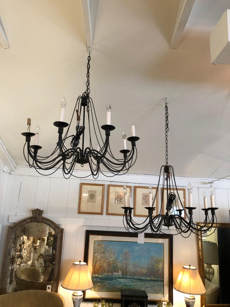 Great Looking Pair of Antique English Wire Chandeliers For Sale at 1stDibs