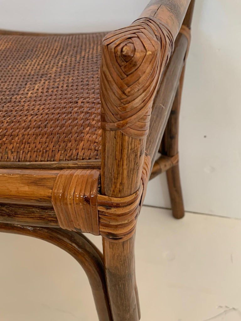 Great Looking Rattan and Bamboo Bench Ottoman For Sale at 1stDibs