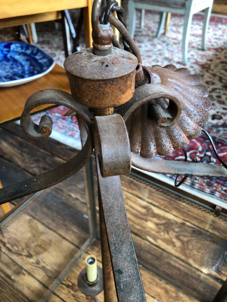 Great Looking Rust Colored Iron and Glass Square Lantern with Acanthus ...