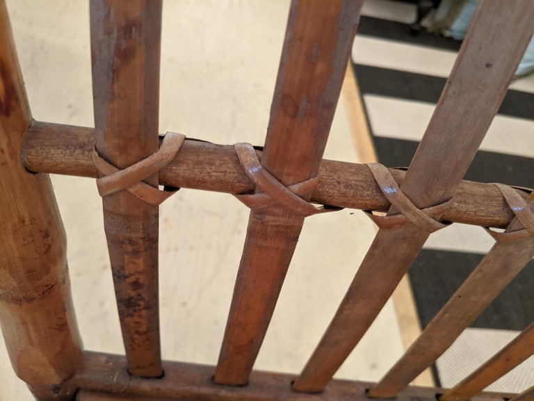 Great Looking Vintage Faux Bamboo Rattan Bench at 1stDibs