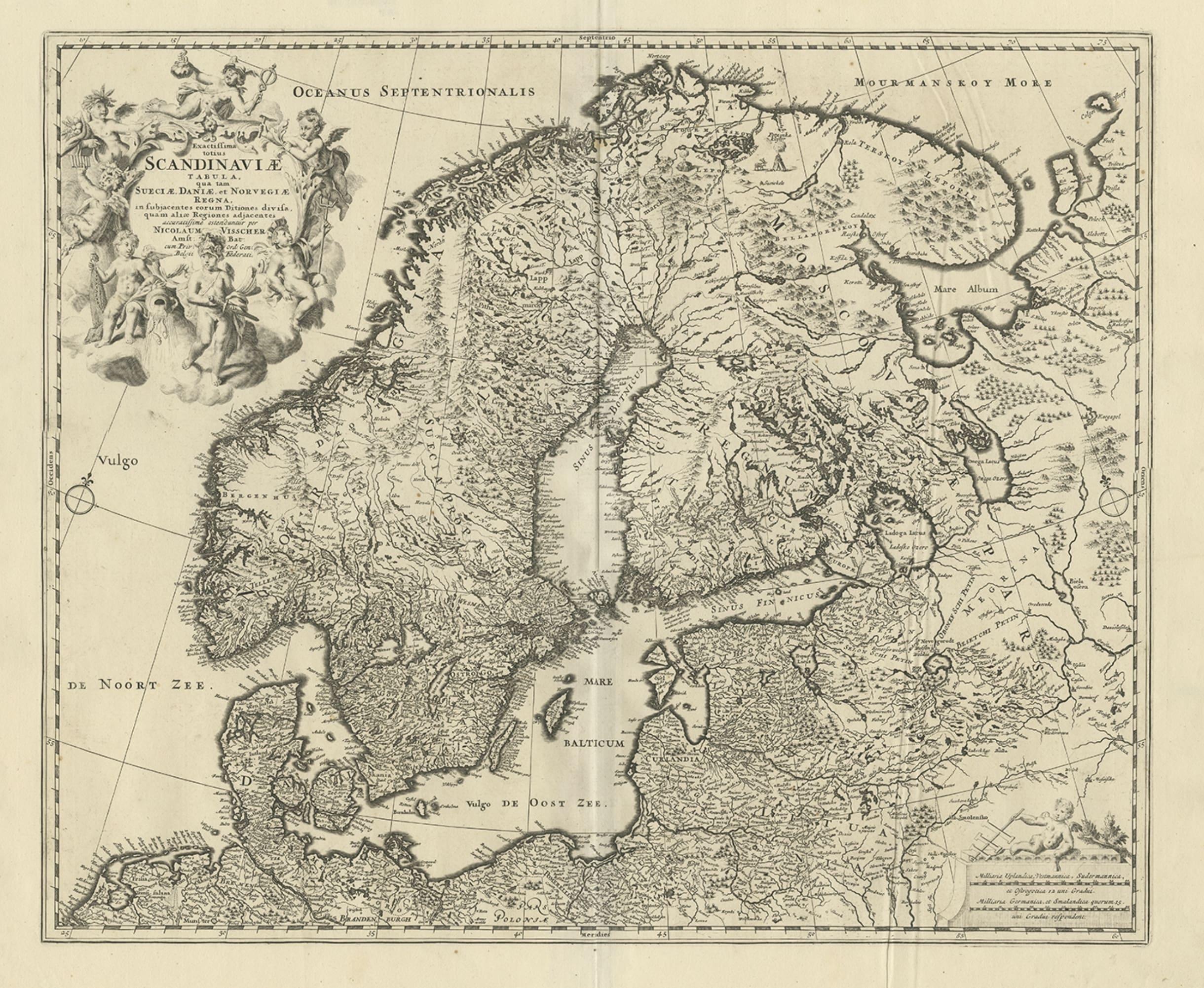 Great Old Map of Scandinavia Incl Finland, Eastern Russia and the ...