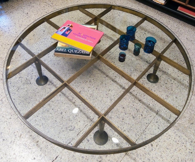 Great Round Solid Brass Table Designed by Arturo Pani in the Style of ...