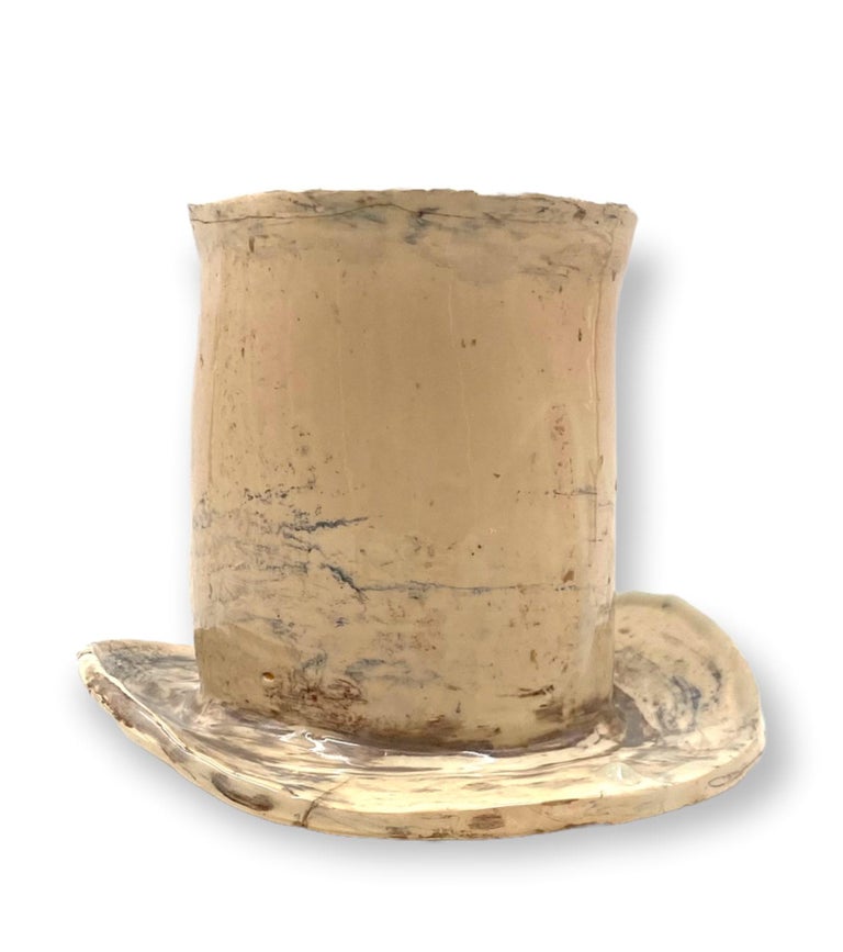Great White Topper/Cylinder Hat Ceramic Sculpture, France, 1950s For ...