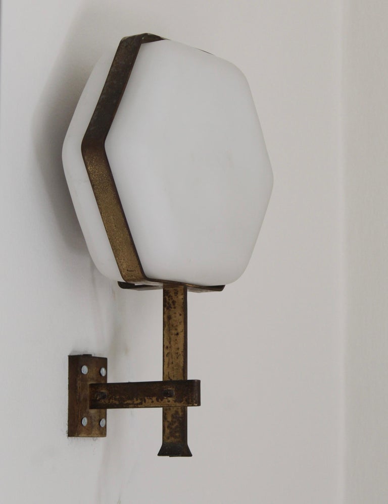 Greco Illuminazione, Sconce / Wall Light, Brass, Glass, Italy, 1950s ...
