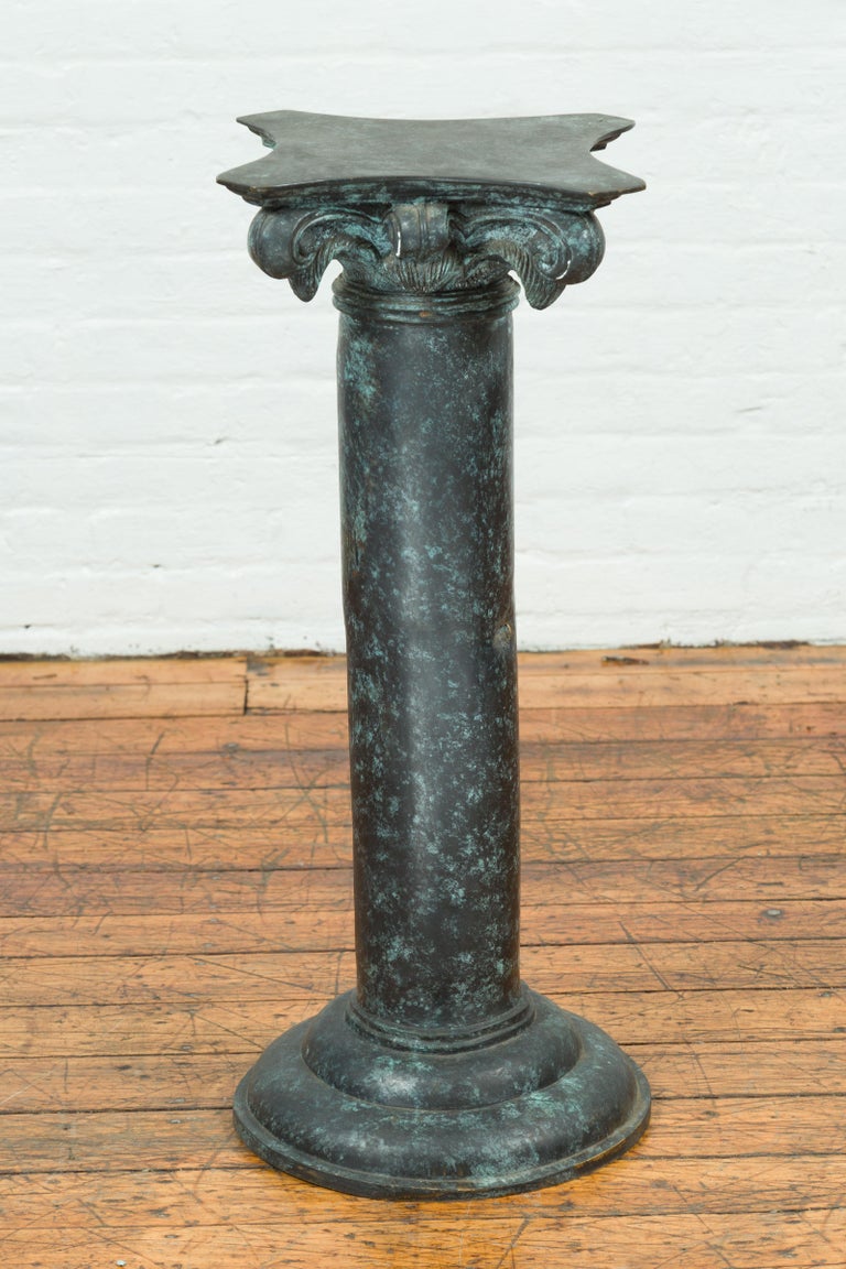 Greco Roman Inspired Vintage Bronze Pedestal Base with Composite Style ...