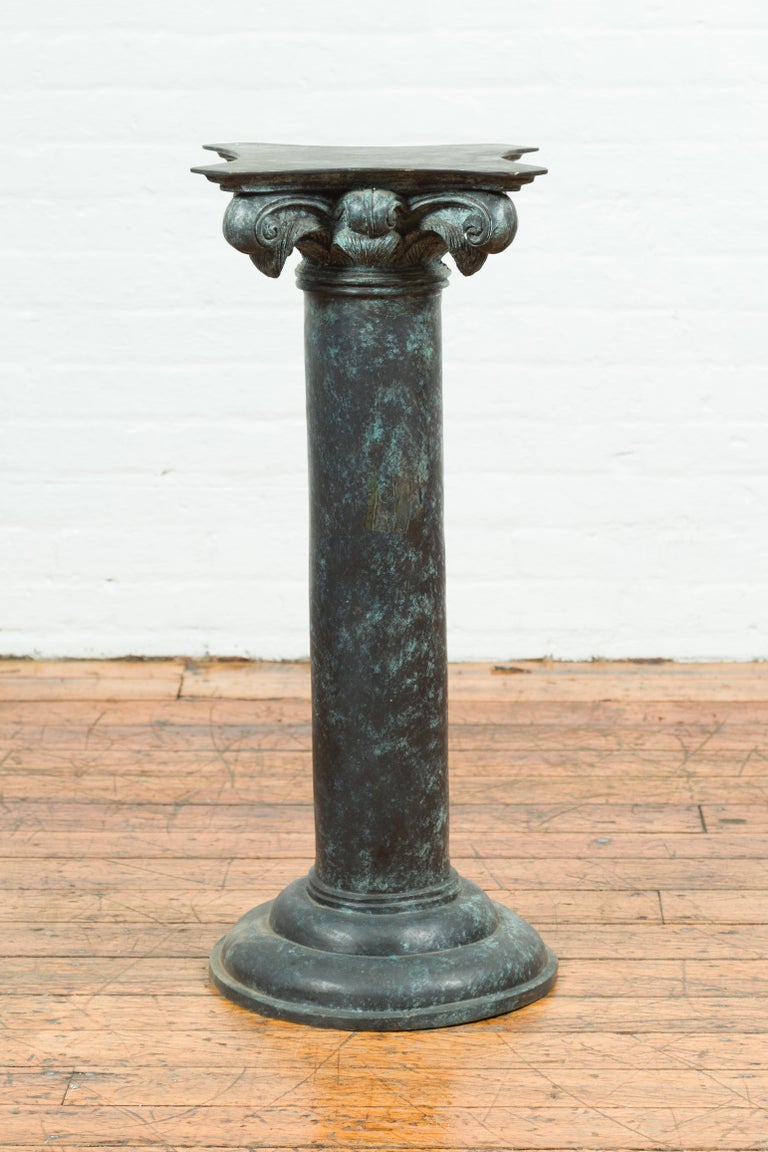 Greco Roman Inspired Vintage Bronze Pedestal Base with Composite Style ...