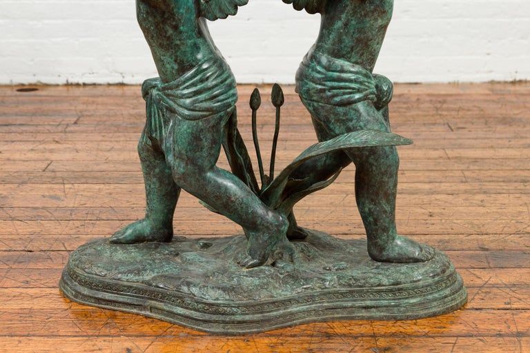 Greco-Roman Style Contemporary Bronze Double Cherub Dining Table Base ...