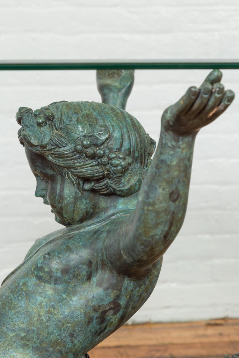 Greco Roman Style Contemporary Bronze Double Triton Dining Table Base ...