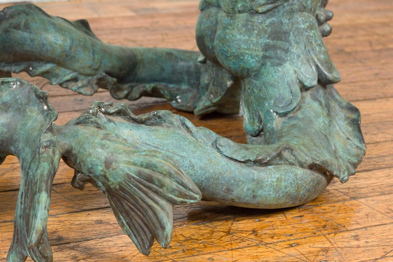 Greco Roman Style Contemporary Bronze Double Triton Dining Table Base ...