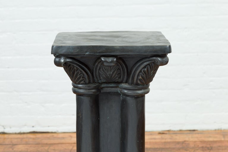Greco-Roman Style Vintage Bronze Pedestal Base with Palmettes and Demi ...