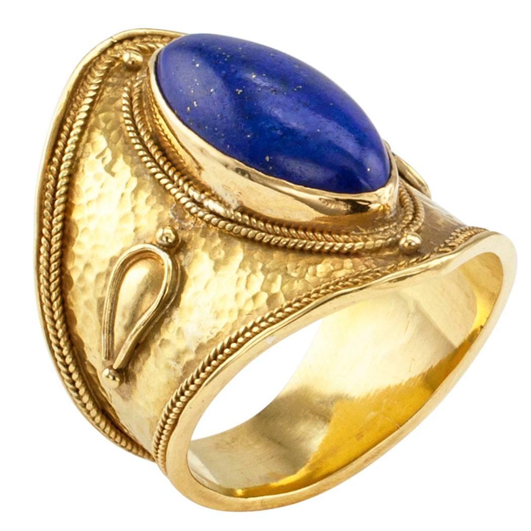 Greek 22 Karat Gold Lapis Lazuli Ring at 1stDibs | gold lapis ring ...