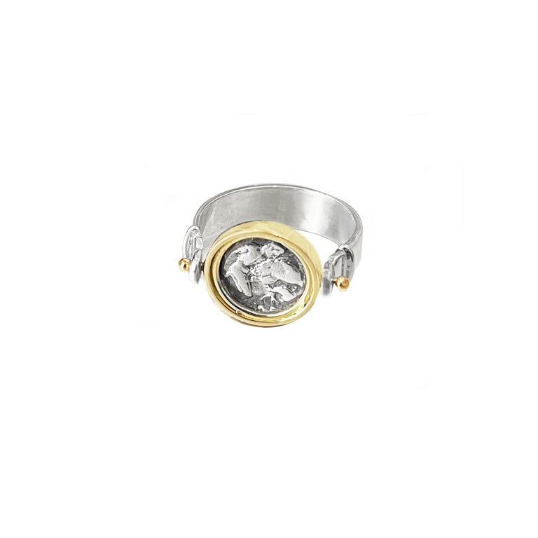 Greek Coin 281 BC Depicting Goddess Athena 18 Gold and Sterling Silver ...