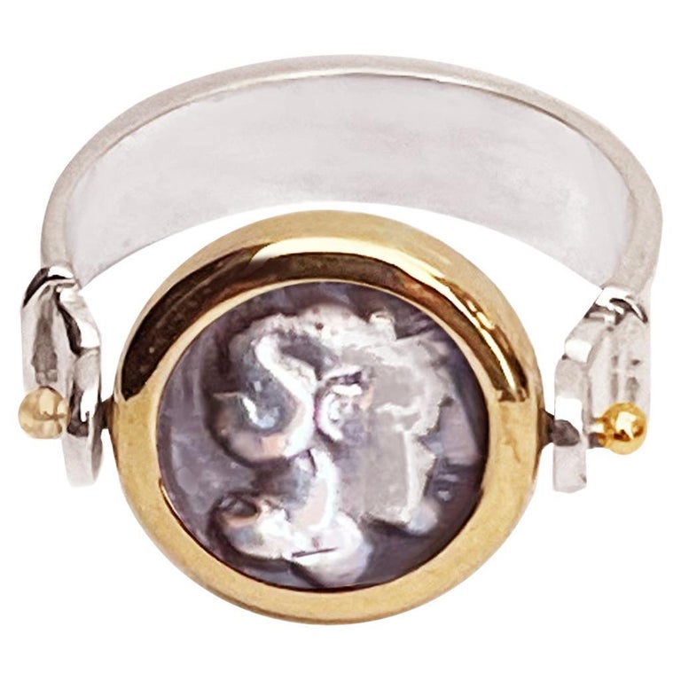 Greek Coin 281 BC Depicting Goddess Athena 18 Gold and Sterling Silver ...