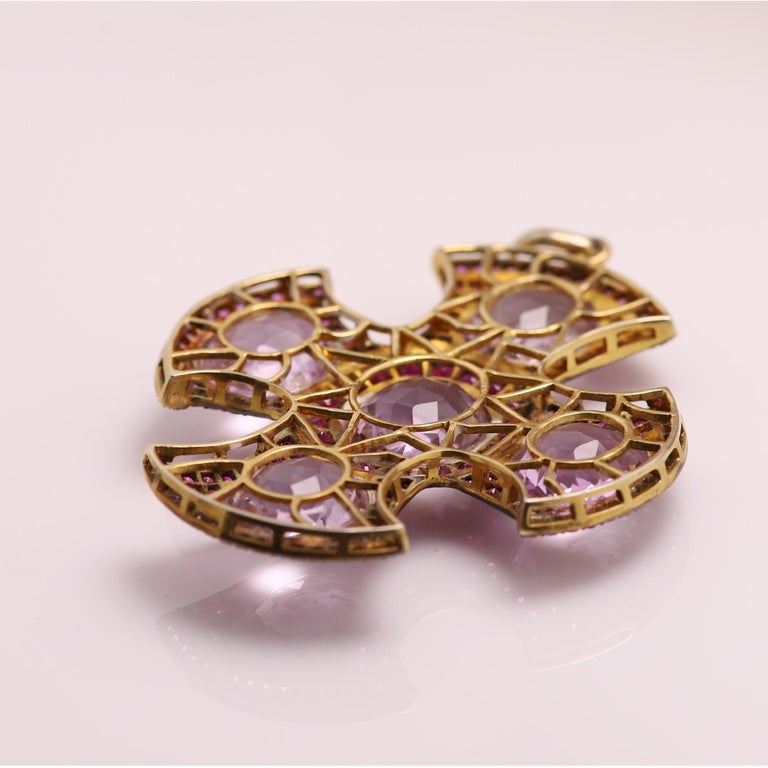 Greek Cross with Ruby and Amethyst gemstones Sterling Silver 925 For ...