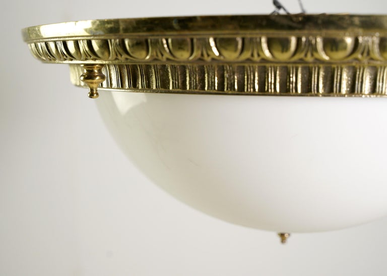Greek Egg and Dart Design White Shade Flush Mount Light For Sale at 1stDibs