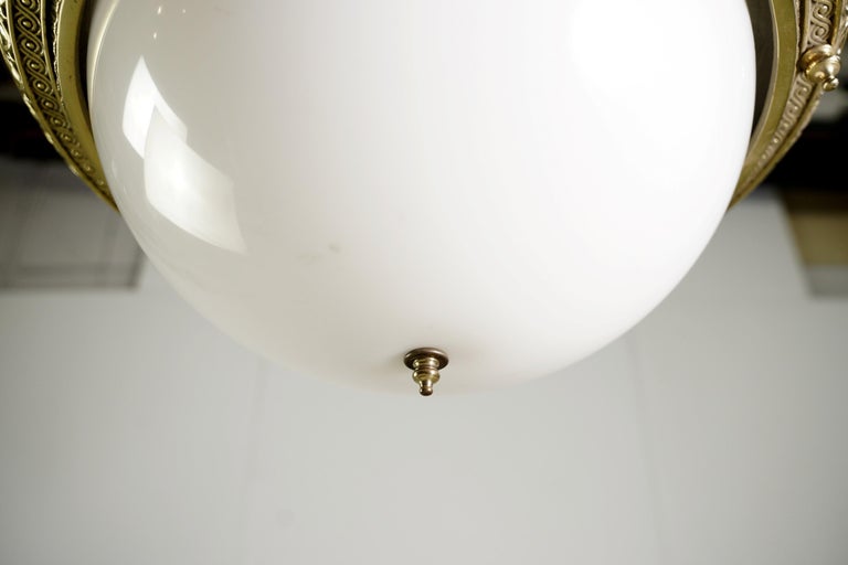Greek Egg and Dart Design White Shade Flush Mount Light For Sale at 1stDibs