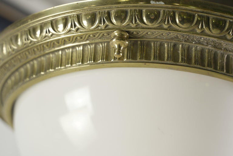 Greek Egg and Dart Design White Shade Flush Mount Light For Sale at 1stDibs