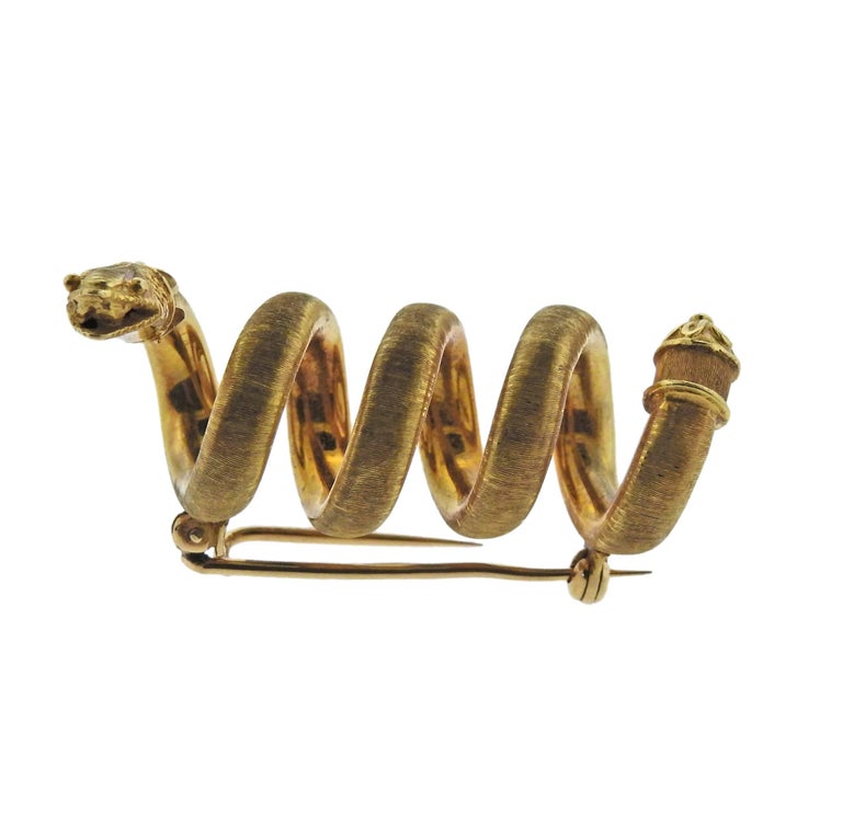 Greek Gold Snake Serpent Brooch Pin at 1stDibs
