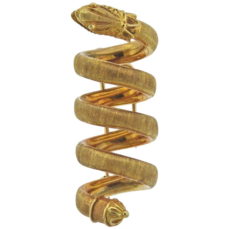 Greek Gold Snake Serpent Brooch Pin at 1stDibs