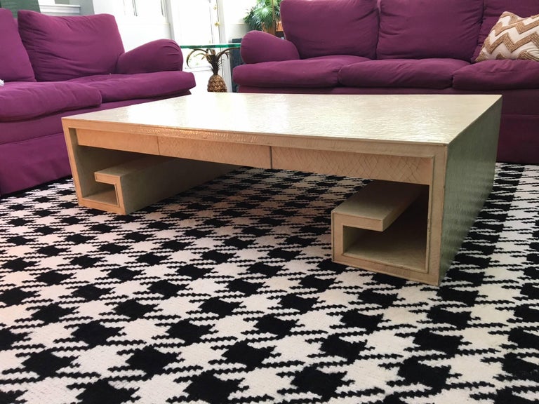Greek Key Crackle Lacquer Coffee Table by Thomas Pheasant for Baker For ...