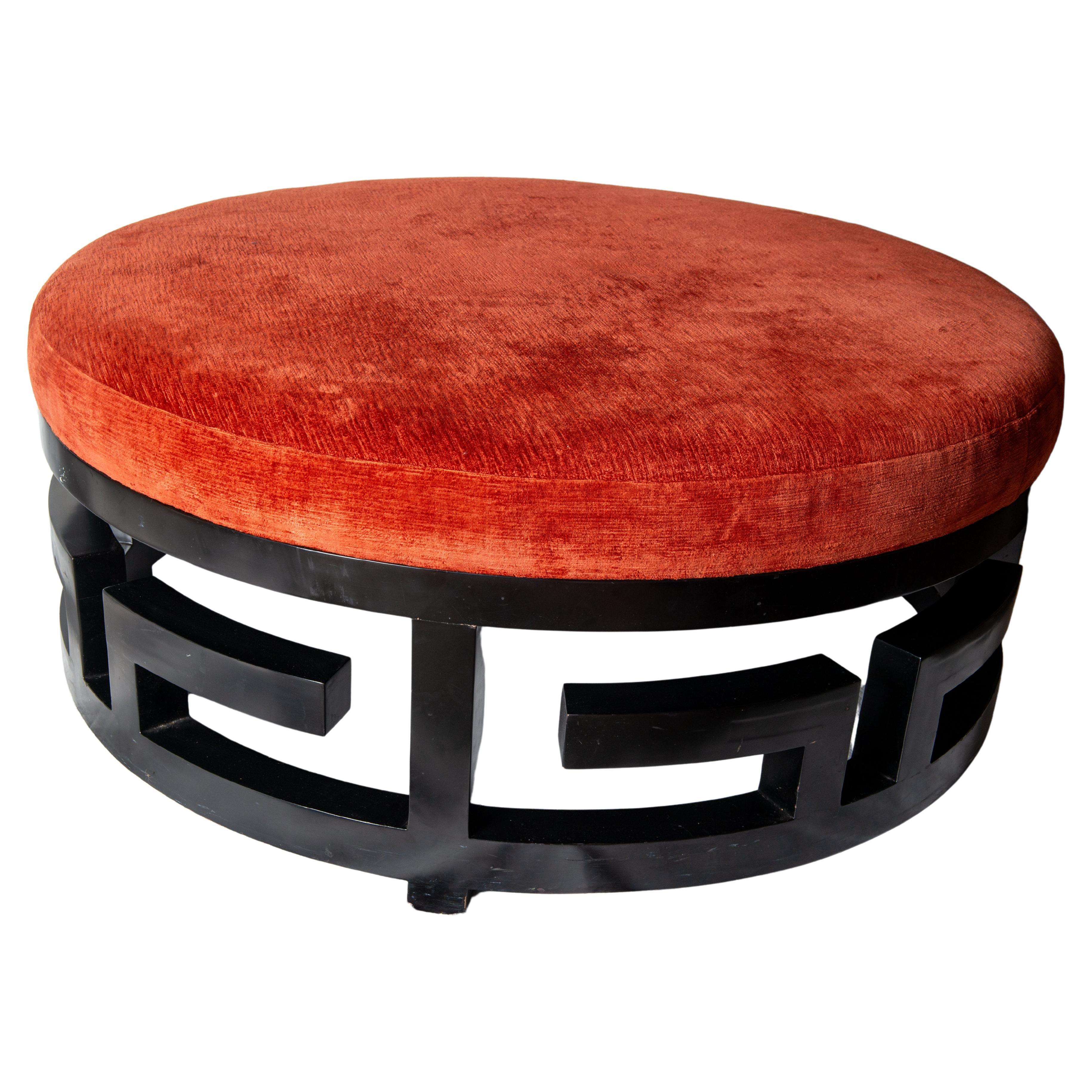 Greek Key Round Ottoman For Sale at 1stDibs