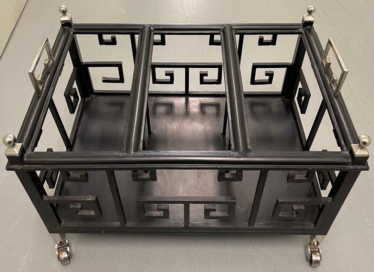 Greek Key Wrought Iron Canterbury or Magazine Holder For Sale at 1stDibs
