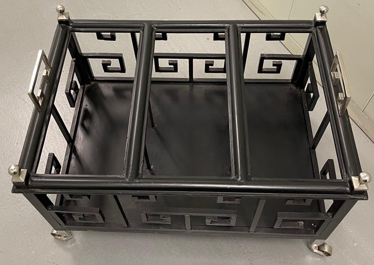 Greek Key Wrought Iron Canterbury or Magazine Holder For Sale at 1stDibs