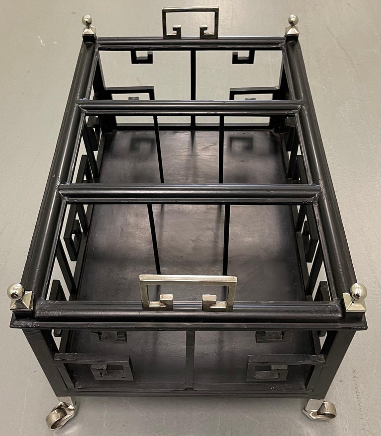 Greek Key Wrought Iron Canterbury or Magazine Holder For Sale at 1stDibs