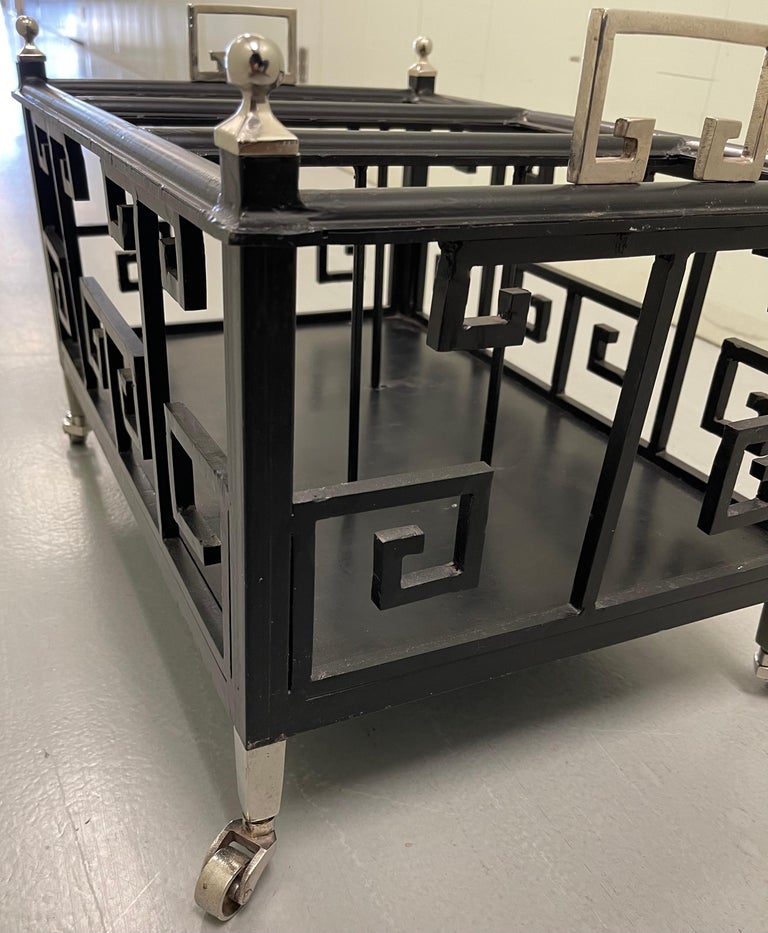 Greek Key Wrought Iron Canterbury or Magazine Holder For Sale at 1stDibs