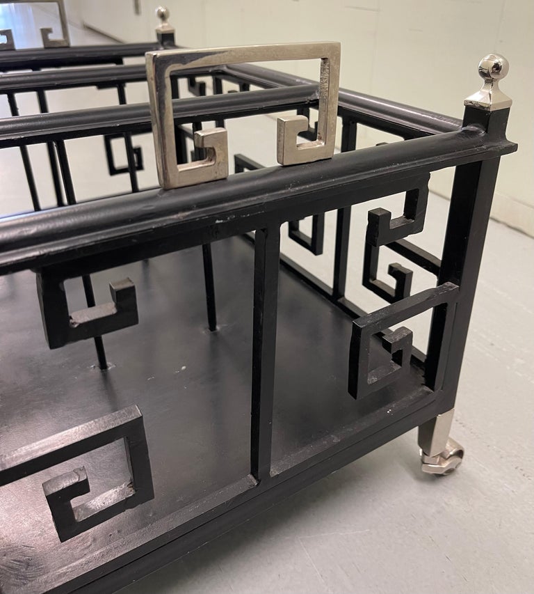 Greek Key Wrought Iron Canterbury or Magazine Holder For Sale at 1stDibs