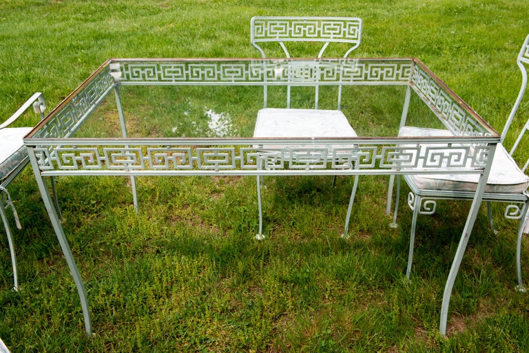 Greek Key Wrought Iron Table and Chairs by Salterini For Sale at 1stDibs