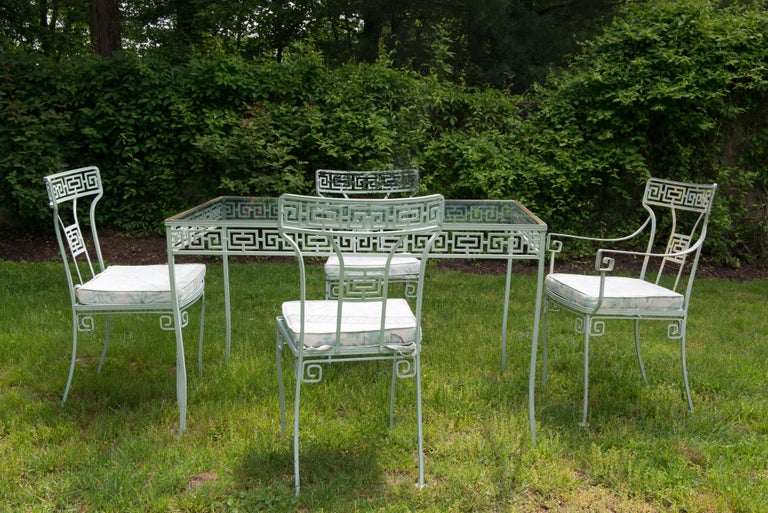 Greek Key Wrought Iron Table and Chairs by Salterini For Sale at 1stDibs