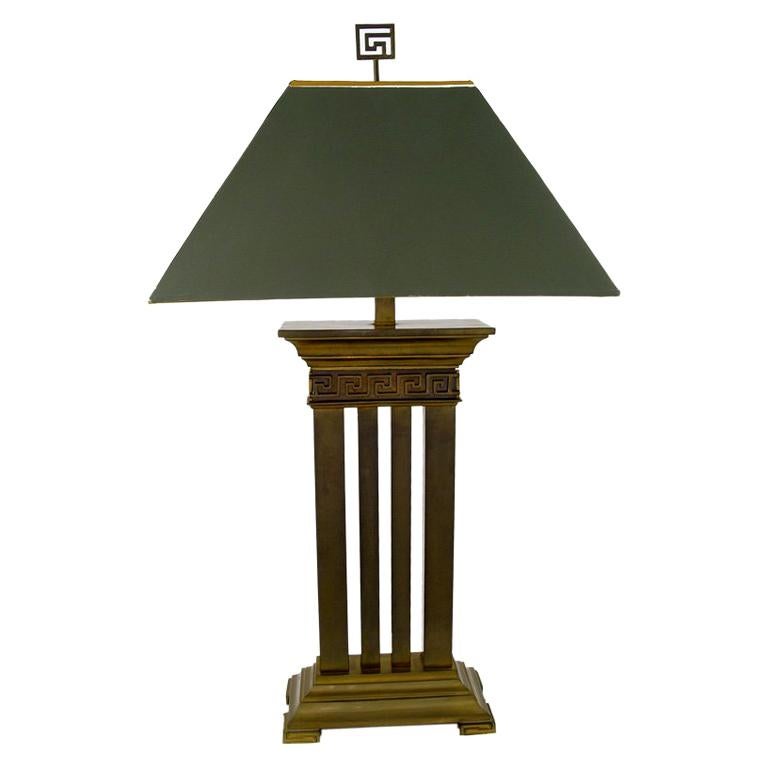 Greek Revival Bronze Columned Table Lamp For Sale at 1stDibs