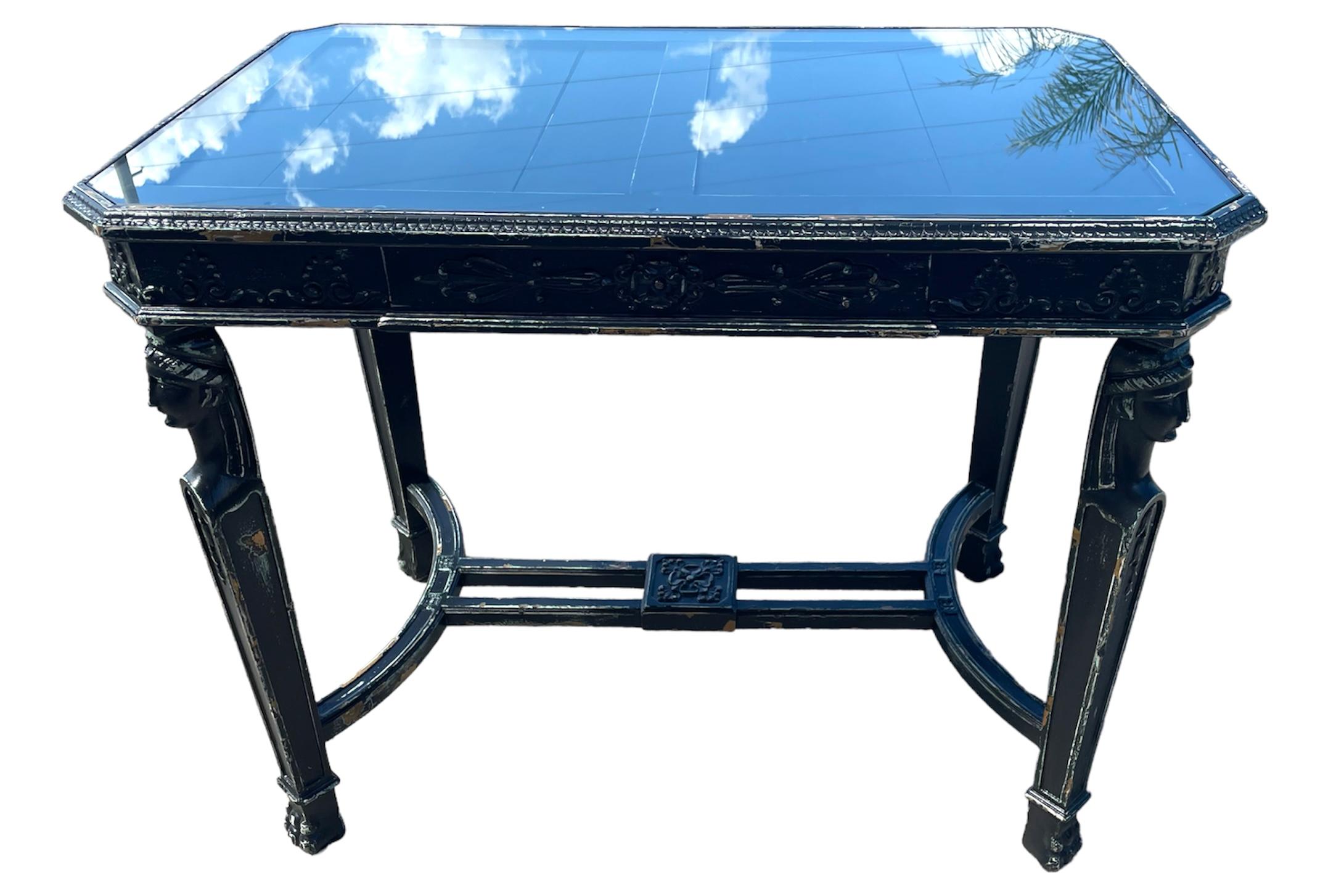 Greek Revival Distressed Decorative Table For Sale at 1stDibs