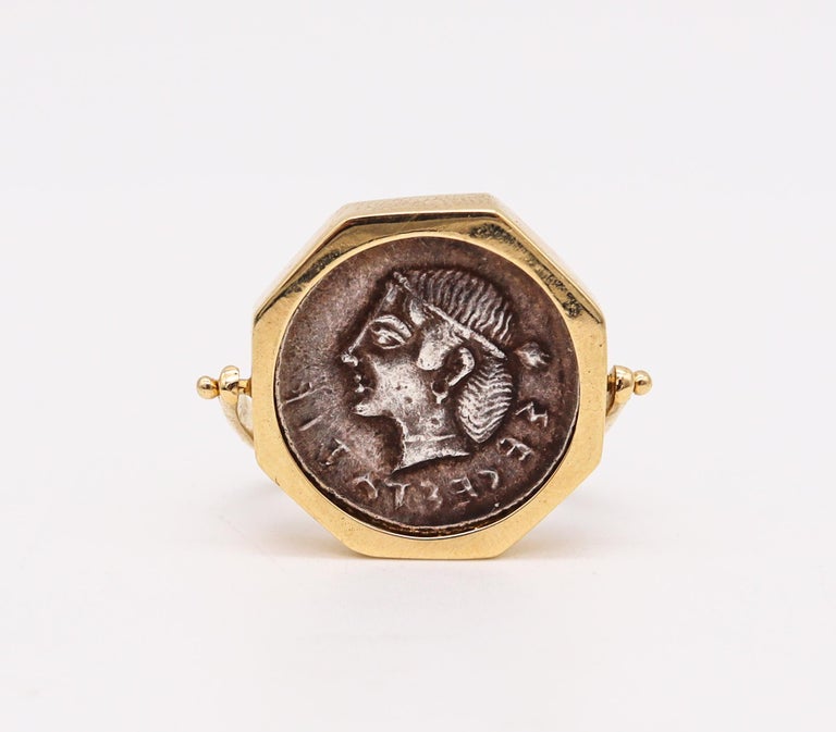 Greek Sicily 461 BC Segesta Ancient Coin Flip Signet Ring in 18kt ...