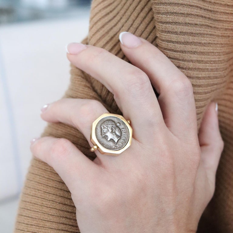 Greek Sicily 461 BC Segesta Ancient Coin Flip Signet Ring in 18kt ...