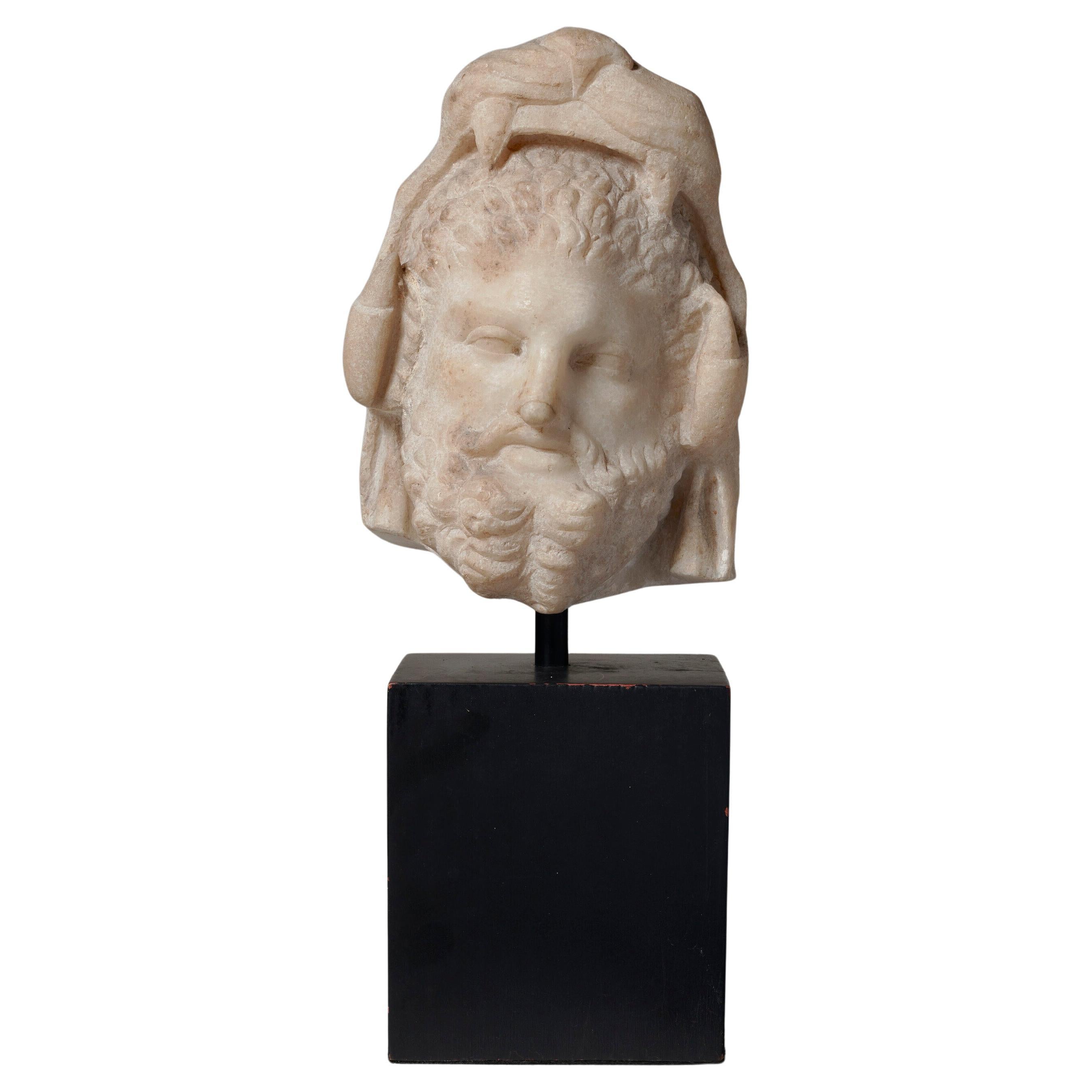 Greek solid Marble Head of Herakles For Sale at 1stDibs