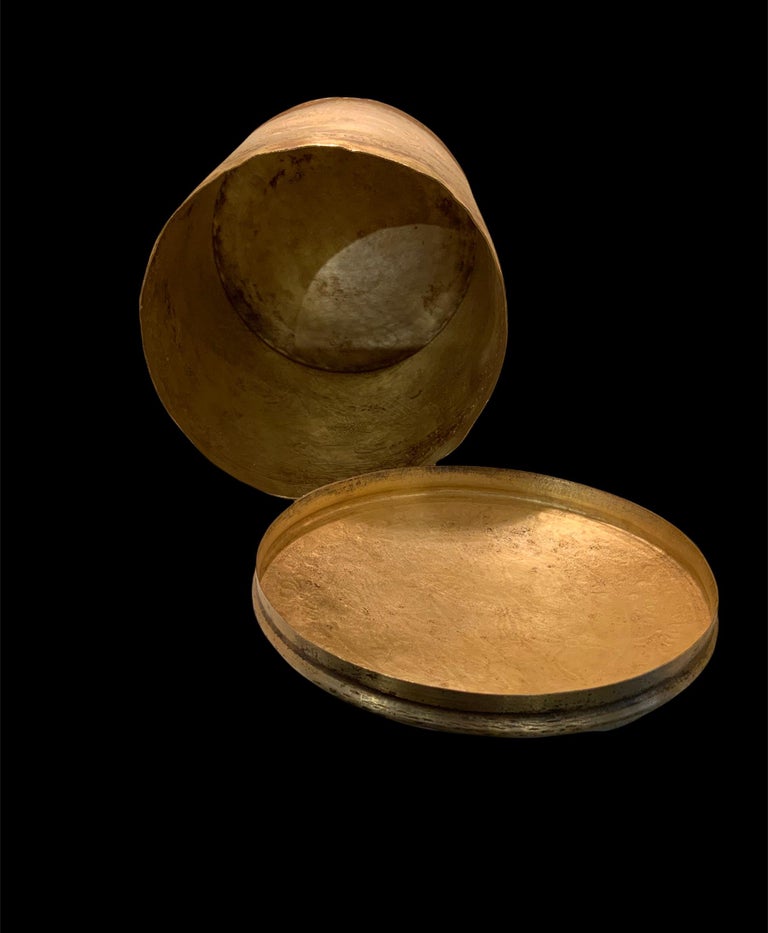 Greek Style Engraved and Chased Gold Tone Metal Large Pyxis For Sale at ...