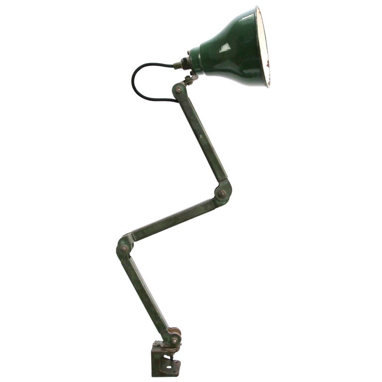 Green 3-Arm Metal Vintage Industrial Machinist Work Desk Light by EDL ...