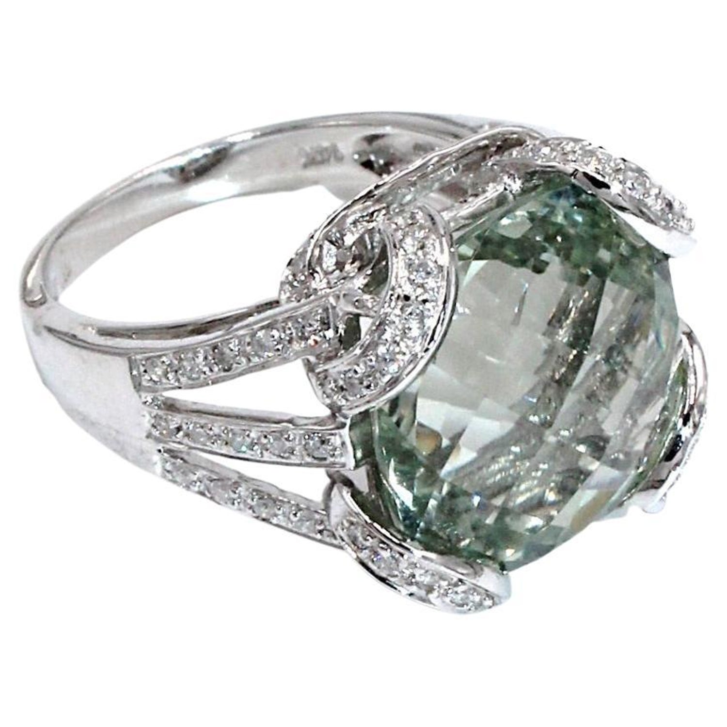 Antique Green Amethyst Engagement Ring