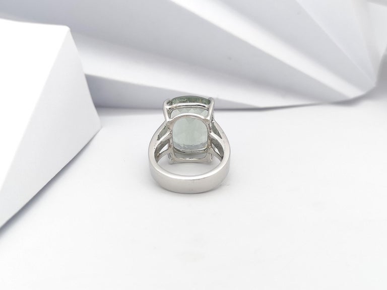 Green Amethyst Ring set in Silver Settings For Sale at 1stDibs