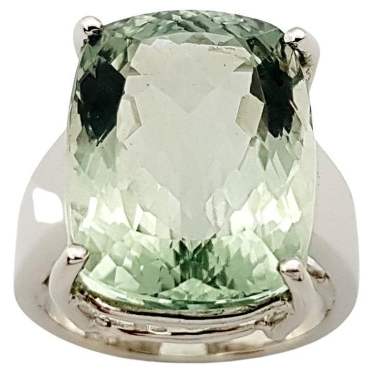 Green Amethyst Ring set in Silver Settings For Sale at 1stDibs
