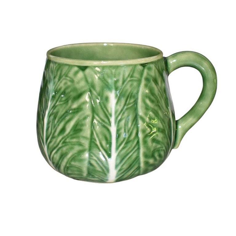 Green and Cream Cabbage Ware Coffee Cup Bordallo Pinheiro For Sale at ...