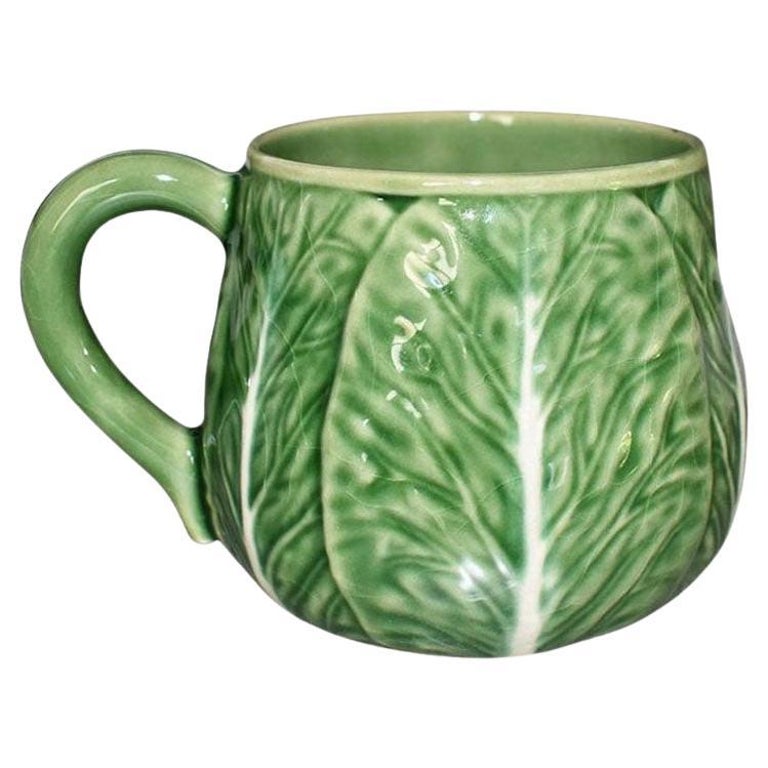 Green and Cream Cabbage Ware Coffee Cup Bordallo Pinheiro For Sale at ...