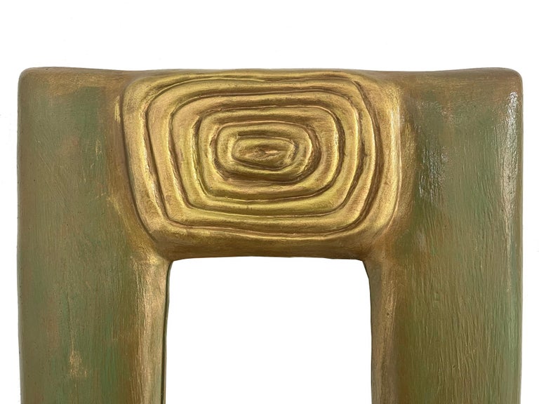 Green and Gold Ceramic Mirror by Alice Colonieu, Mid-20th century For ...