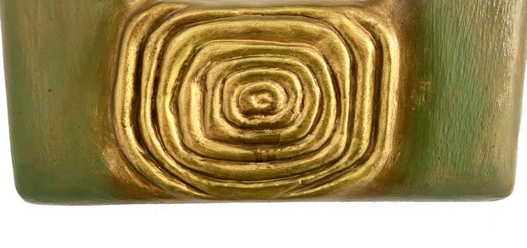 Green and Gold Ceramic Mirror by Alice Colonieu, Mid-20th century For ...