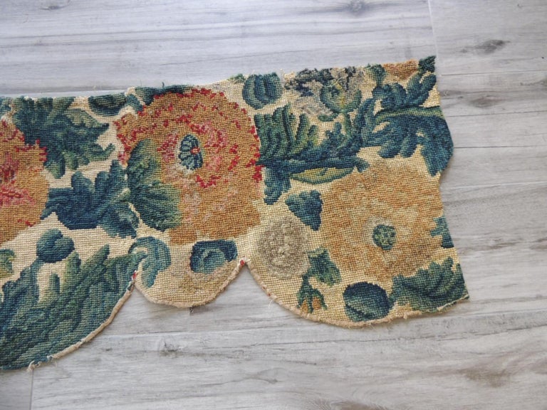 Green and Gold Floral Tapestry Window Valance For Sale at 1stDibs