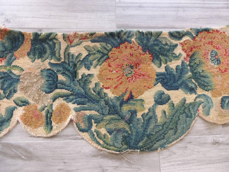 Green and Gold Floral Tapestry Window Valance For Sale at 1stDibs